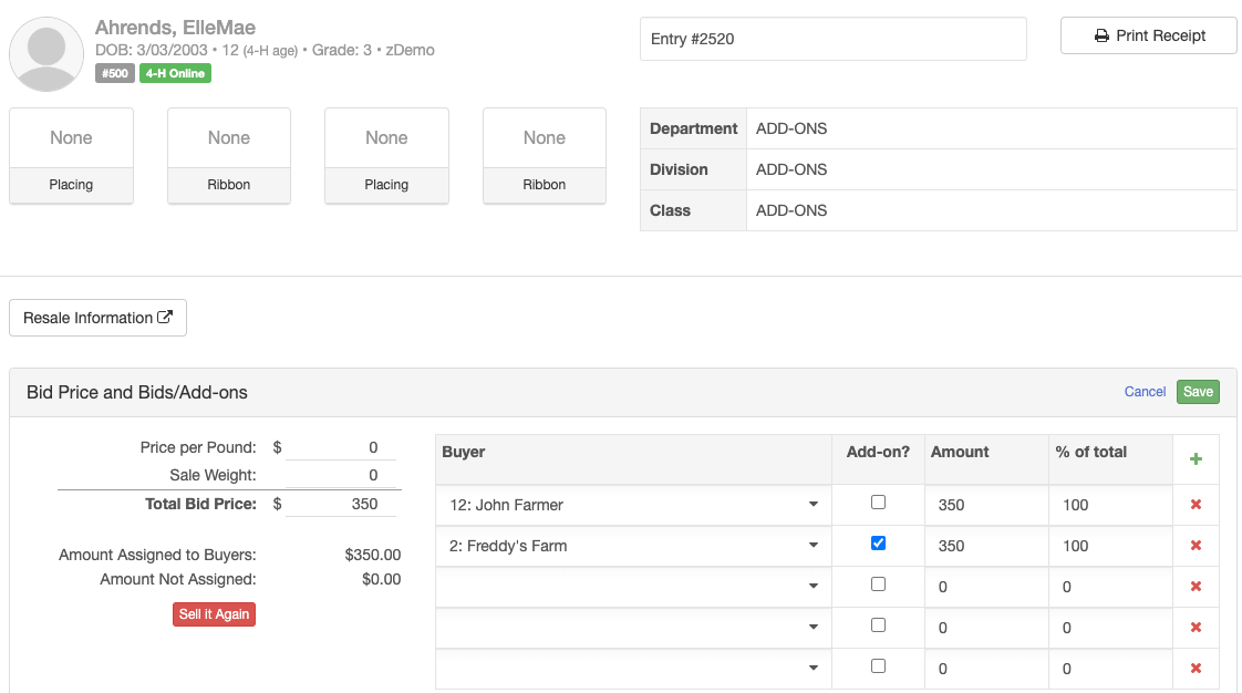 Managing Add-Ons Made to Exhibitors (Instead of Sale Items) – FairEntry Help Center