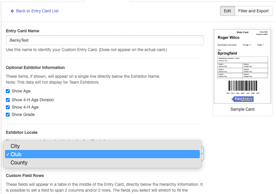 Creating Custom Entry Cards – FairEntry Help Center
