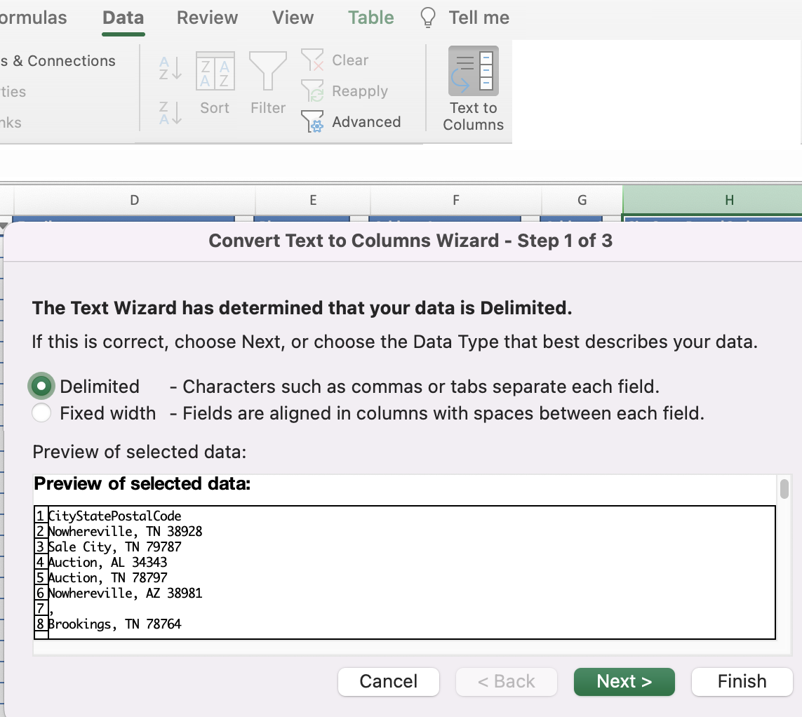 Splitting Data into Separate Columns in Excel – FairEntry Help Center