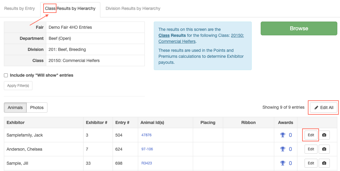 Entering Results – FairEntry Help Center